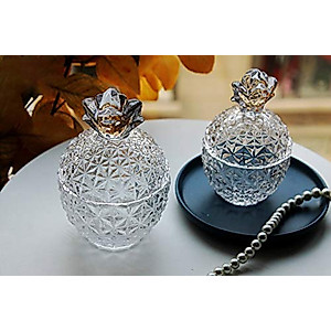 Crystal Glass Pineapple Embossed Candy Jar Candy Dish Food Storage Jar with Lid