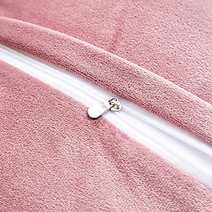 JAUXIO Long Faux Fur Soft Soild Decorative Pillowcase Fluffy Throw Pillow Cover Velvet Shaggy Plush Cushion Case Set of 2 Zipper Closure Queen Size (Dusty Rose, 20"X26")