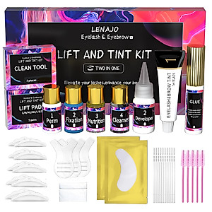 LENAJO Lash Lift kit and Black kit, Eyelash and Eyebrow Perm kit, Brow Lamination Kit, Mascara, Professional Semi-Permanent Curling Eyelash Perm Kit, Instant Lifting & Black Coloring, Salon & Home Use