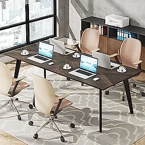 LITTLE TREE 6FT Conference Table, 70.2”W X 30.9”D Rectangular Meeting Room Table Seminar Table,Brwon