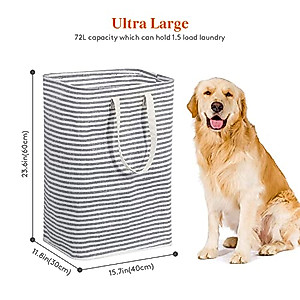 Lifewit 72L Freestanding Laundry Hamper, Bundle with 105L Double Laundry Hamper with Lid and Removable Laundry Bags, Grey