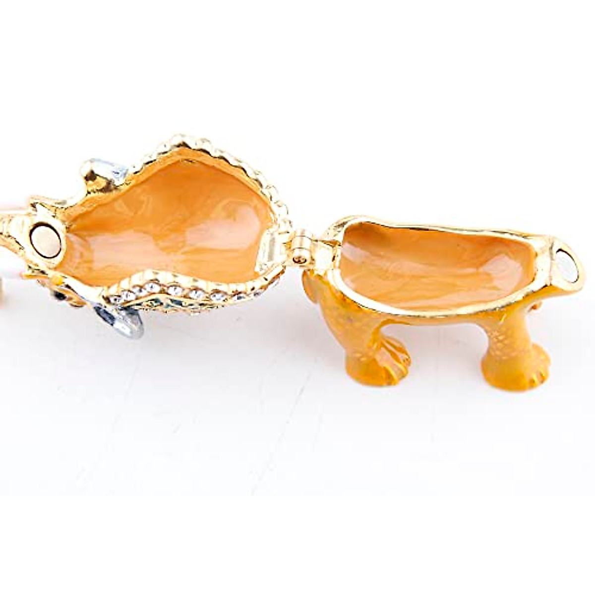 SEVENBEES Small Elephant Trinket Box - Hinged Enameled Jewelry Organizer with Unique Mini Ring and Earrings Compartments - Collectible Keepsake and Figurine for Home Decor - Mothers Day Gifts