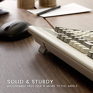 Perixx PERIBOARD-106M, Wired Performance Full-Size USB Keyboard, Curved Ergonomic Keys, Classic Retro Gray/White Color, US English Layout