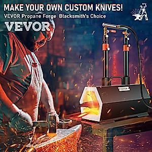 VEVOR Propane Forge Portable, 2 Burner 2600°F Metal and Knife Forge, Large Capacity Blacksmithing Farrier Forges, Gas Forging Tools and Equipment, Complete Mini Forge Kit