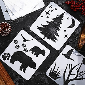 20 Pieces Stencil Template for Painting Reusable Animal Plant Stencil Spring Summer Winter Template, DIY Christmas Stencils for Painting on Wood Wall Home Decor (Forest Style)