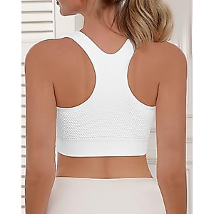 HORISUN Womens Racerback Sports Bra Seamless Wireless Workout Yoga Bras(White XL)