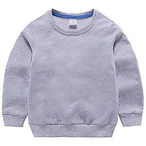 AIWUHE Toddler Boys Girls Solid Pullovers Sweatshirt Long Sleeve T-Shirt Kids Cotton Crewneck Thin Tops Blouse 2T Gray 90