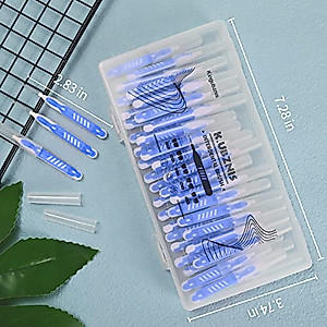 OUMJCING Interdental Brushes, Dental Brush Cleaner Toothpick Flossing Head Tooth Cleaning Tool with Portable Case for Tooth Cleaning(Blue) (Micro Tight Teeth)