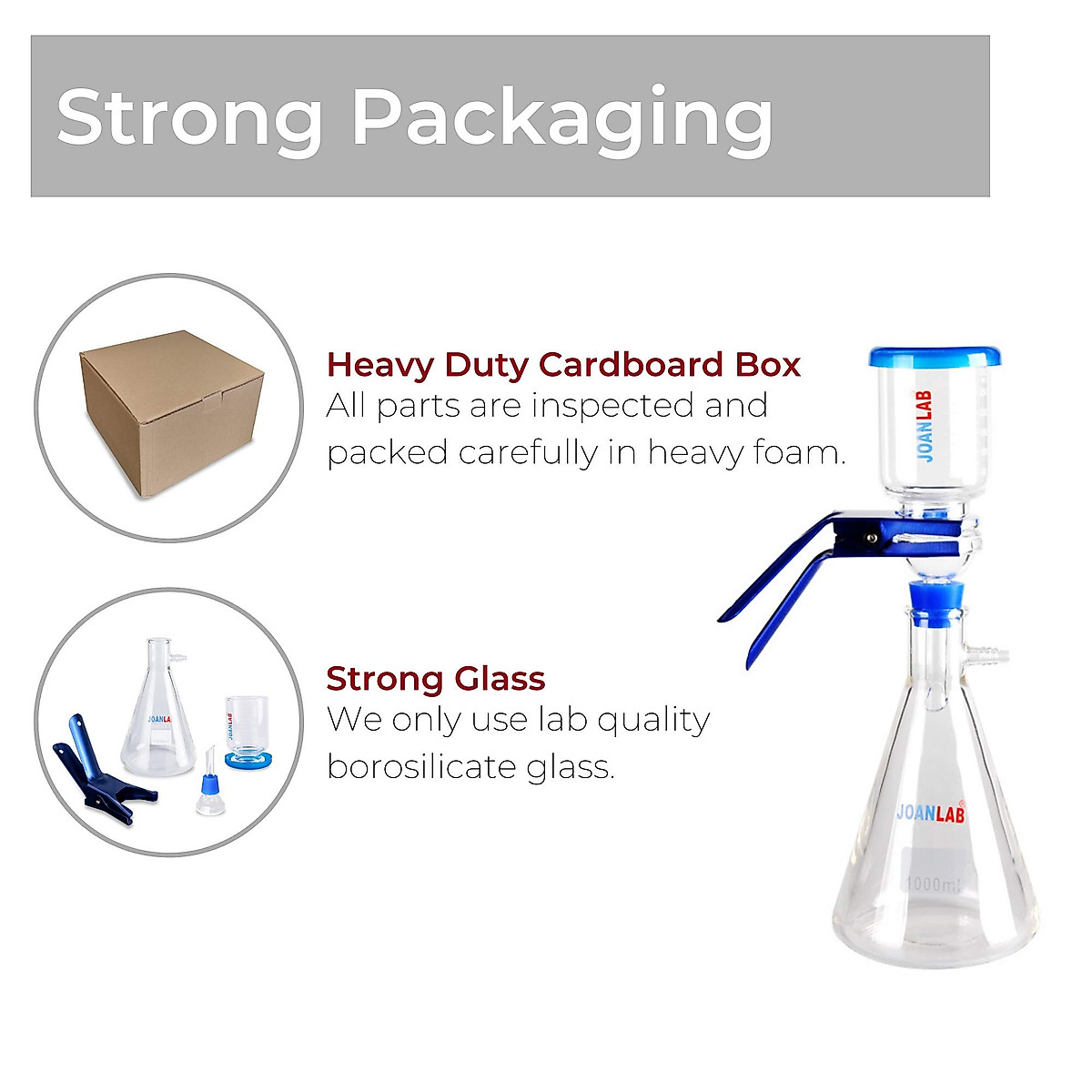 1000mL Lab Vacuum Filtration Apparatus, Flask to Filter Solutions, Oils, E-Liquids, and More, 1000mL Filtering Flask and 300mL Graduated Funnel, Glass Suction Filtering Kit.