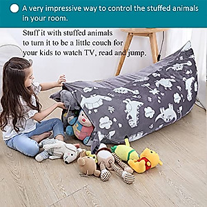 Stuffed Animal Storage Bean Bag Chair Stuffable Bean Bag Cover(No filler included) - Stuffed Animal Bean Bag Storage for Kids & Teans Super Soft and Comfortable Bean Bag Stuffed Animal Storage Extra Large -Dinosaur style