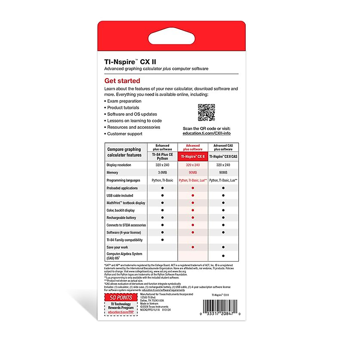 Texas Instruments TI-Nspire CX II Color Graphing Calculator with Student Software (PC/Mac)