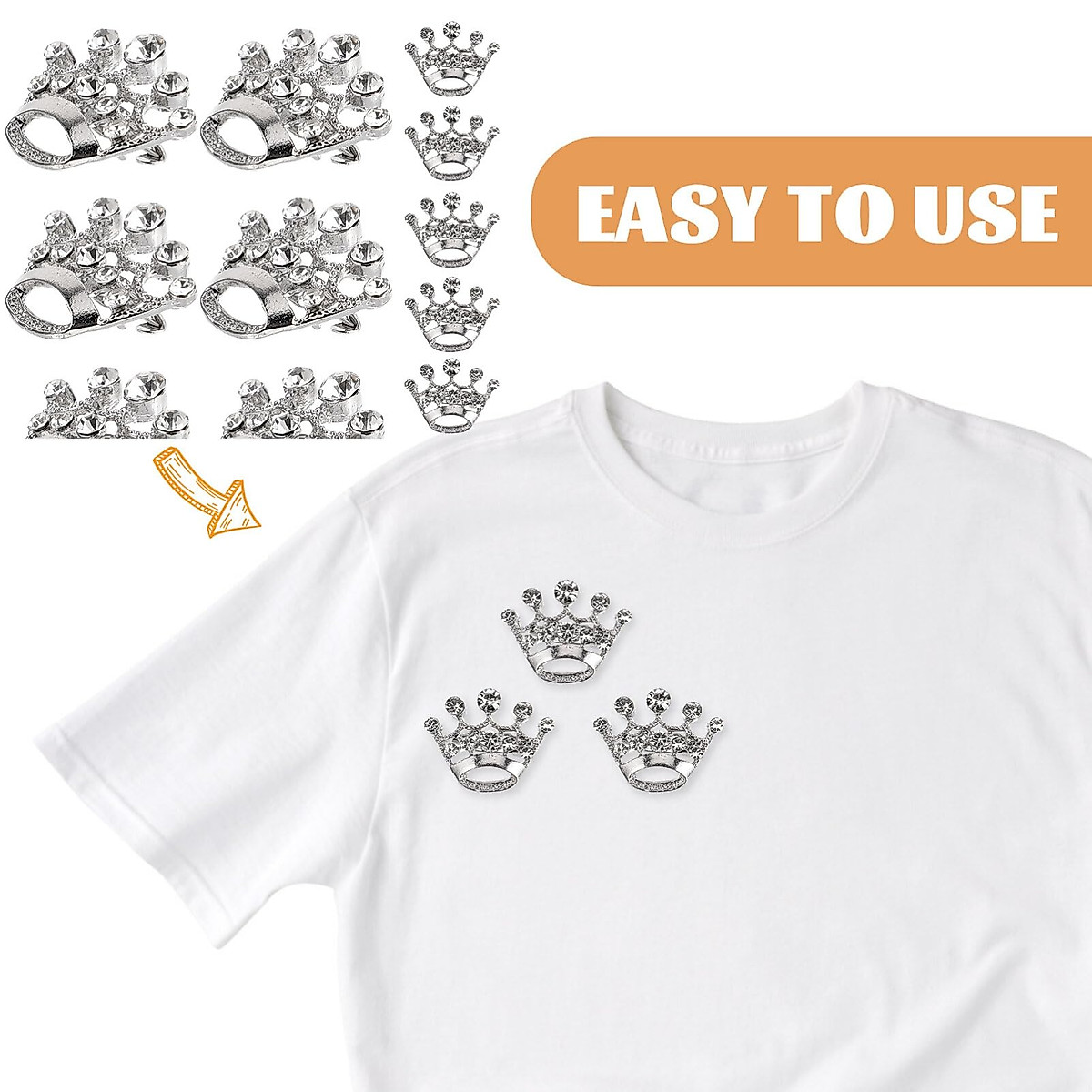 ULTNICE 12pcs Tiara Crown Brooch Pin Wedding Party Pageant Brooch (Silver)