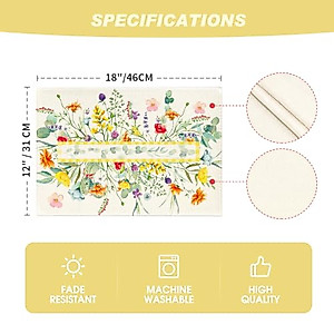 Artoid Mode Wildflower Floral Eucalyptus Leaves Placemats for Dining Table, 12 x 18 Inch Spring Summer Seasonal Decoration Rustic Washable Table Mats Set of 4 Green