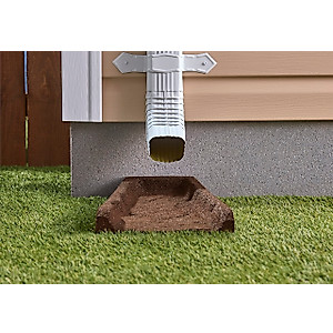 Rubberific Premium Rubber Downspout Splash Block Rain Guard Stone Textured Drain Extender (Brown)