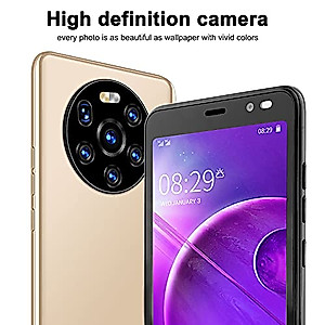 5.45in HD Full Screen Cell Phones, Mate40 Pro Dual Card Dual Standby Smartphones, 512MB+4GB Android4.4.2 Smart Phone, MTK6572 DualCore CPU, Face Recognition Unlocking(Gold)