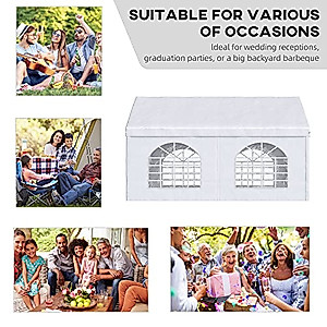 Outsunny 13' x 16' Party Tent and Carport, Large Outdoor Canopy Tent Portable Garage with Removable Sidewalls, 2 Doors and Windows, White Tents for Parties, Wedding, Events, BBQ