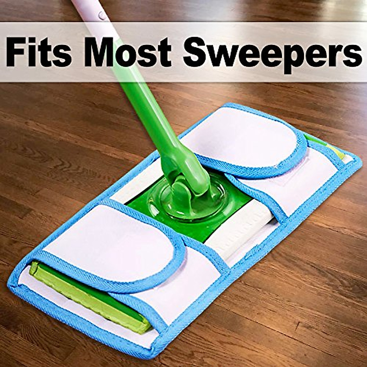 LAMINET Durable Reusable Mop Pads - Set of 2 (1 ea Green, 1 ea Blue)