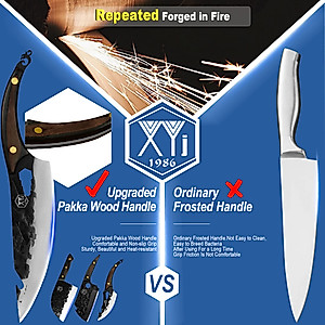 XYJ Authentic Since1986,Professional Knife Sets for Master Chefs,Camping Chef Knife Set with Bag,Sheath,Culinary Kitchen Butcher Meat Knives,Slicing Cooking Cutting,Full Tang,High Carbon Steel