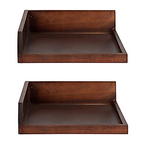 Kate and Laurel Levie Modern Floating Corner Wood Wall Shelves, 12 x 12 Inches, 2 Pack, Walnut Brown