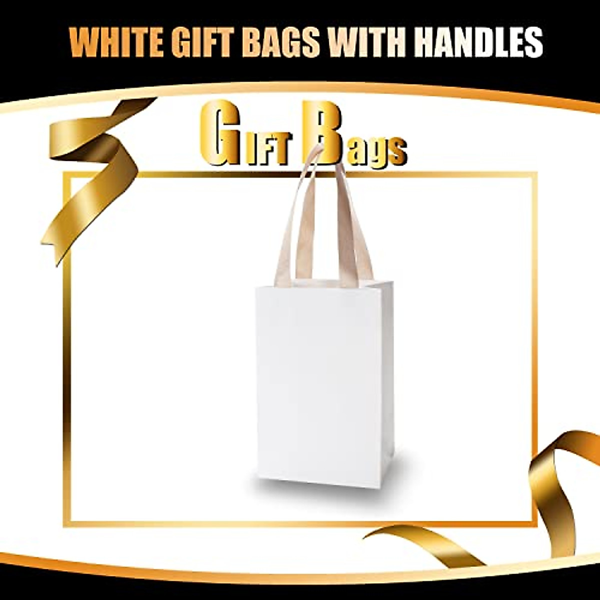 YACEYACE White Gift Bags with Handles, 20Pcs 5.25"x3.75"x8" Small White Paper Gift Bags with Handles Bulk, White Kraft Paper Bags White Paper Shopping Bags with Handles