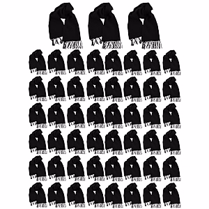 48 Pack Winter Scarves, Warm Winter Fleece Scarf Bulk Wholesale Donation Unisex Men Women (Black)