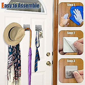 ranslen 6 Pcs Premium Heavy Duty Adhesive Hooks with Double Hooks Wall Hangers for Bathroom, Self Stick Hooks for Hanging Heavy Duty, Self Adhesive Razor Holder for Shower Wall Straight