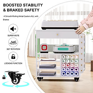 Craft Organization and Storage Rolling Cart Compatible with All Cricut Machines, Craft Table with 27 Vinyl Roll Holders, Craft Cart with Storage for Craft Room Home