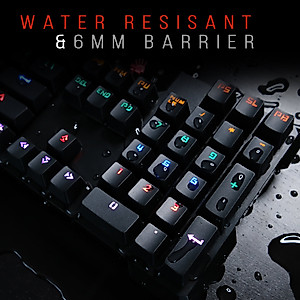 B720 Light Strike Optical Gaming Keyboard (Smooth/Linear) - Comfort Wrist pad - Faster Than Mechanical - 0.2ms Key Response Neon LED Backlit - Water Resistant [LK Black]