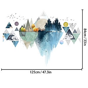 Nordic Geometric Wall Stickers, Removable DIY Mountain Reflection Wall Decal Murals Peel and Stick 3D Wall Art Stickers Murals Home Decor for Boy Bedroom Nursery Rooms Living Room