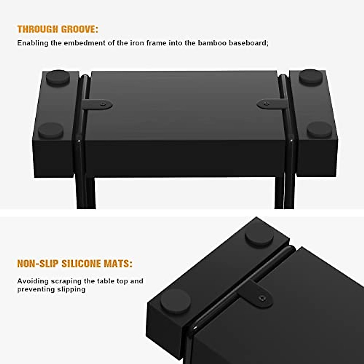 Napkin Holder for Table, Bamboo Iron Standing Napkin Dispenser for Kitchen Dining Table Farmhouse Cocktail Picnic Bar Rustic Wood Holders for Paper Mail Bills Suitable for All Dining Room Decors Black