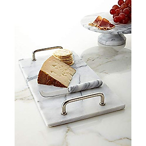 Godinger La Cucina Marble Cheese Board with Knife, 14.00L x 8.00W x 1.85H, Off-white
