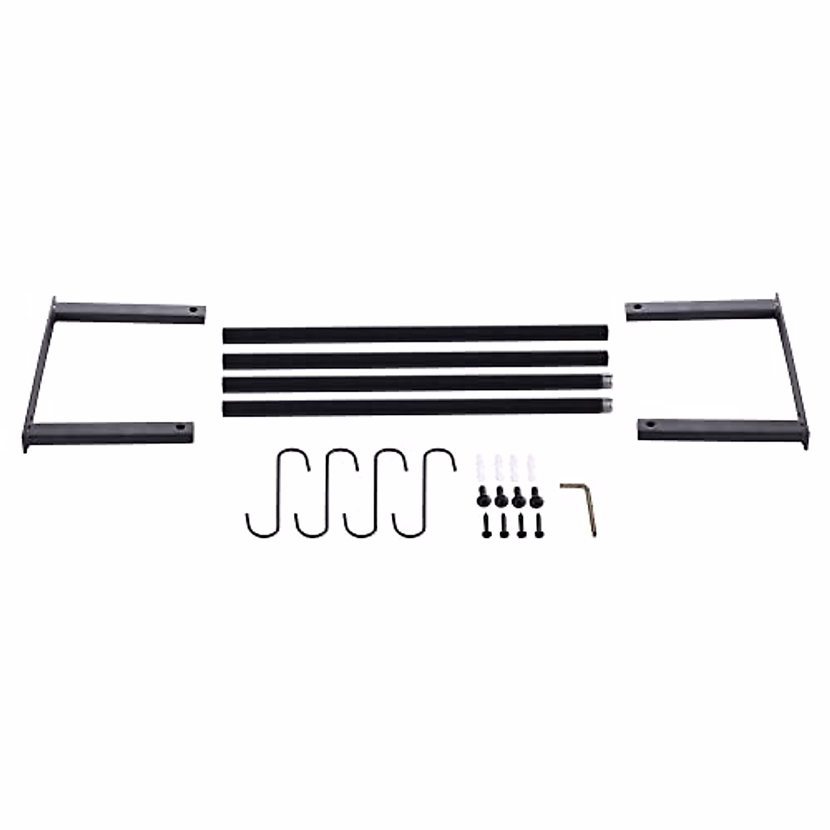 MallKing Wall Towel Rack, Bathroom Wall Mounted for Rolled Towels, Metal Towel Holder for Folded Large Towel Washcloths, Bath Towel Storage with 4 Hooks (Matte Black)