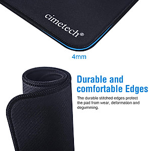 cimetech Mouse Pad with Stitched Edge, Water-Resistant, Premium-Textured Mouse Mat, Non-Slip Rubber Base Mousepad for Laptop, Computer & PC, 10.6×8.3 inches (4MM-Black)