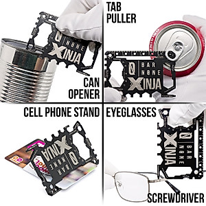 50 in 1 Credit Card Multitool Wallet Multi Tool Money Clip Clips Xtreme Ninja EDC Gerber Leatherman Knives Utility Knife Slim Wallets Minimalist Survival Everyday Carry | BAR NONE Xinja, Black