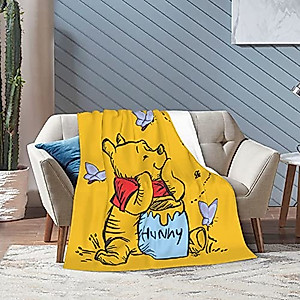 Jvolxui Cute Cartoon Bear Blanket Super Soft Flannel Blanket Luxury Warm Plush Bedding for Sofa Living Room Bedroom, Black1, S 50''x40''