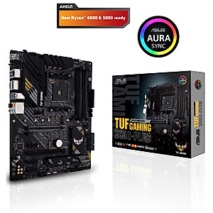 ASUS TUF Gaming B550-PLUS AMD AM4 Zen 3 Ryzen 5000 & 3rd Gen Ryzen ATX Gaming Motherboard (PCIe 4.0, 2.5Gb LAN, HDMI 2.1, BIOS Flashback, USB 3.2 Gen 2, Addressable Gen 2 RGB Header and Aura Sync)