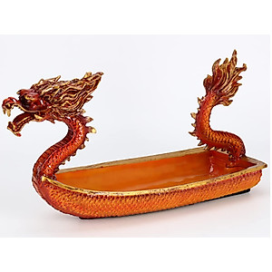 HONHPD Resin Sushi Boat Serving Tray, 23.3 Inch Seafood Plate, Japanese Food Tableware, Salmon Platter, Dry Ice Plate, Large Sushi Boat Plate for Sashimi Board Seafood Party,Coloured Copper