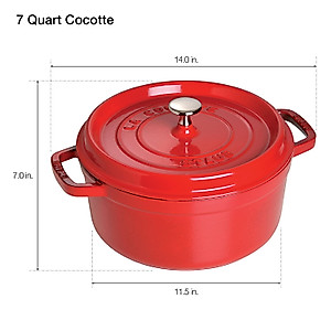 Staub Cast Iron 7-qt Round Cocotte - Cherry, Made in France