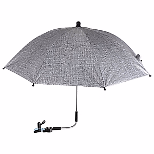 TOYANDONA Stroller Sun Cover Umbrella Clip On Sun Shade Blackout Blind UV Rain Protection Umbrella for Strollers Bicycle Baby Carriage Cart Grey
