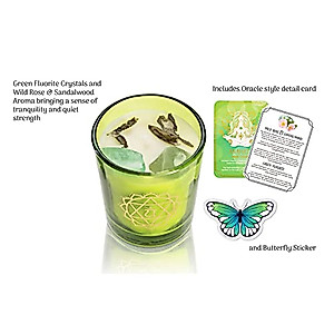 SUZIEJO Aromatherapy Candle Heart Chakra Rose Sandalwood Essential Oil Scented Candles Green Fluorite Crystals & Healing Stones Spiritual Gifts for Women Soy Candle Stress Relief Candle Set