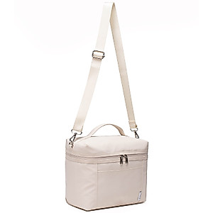 NOL Natural Organic Lifestyle Insulated Lunch Bags for Women Cooler Bag Lightweight Nylon Waterproof Lunch Box For Work（Medium, Cream