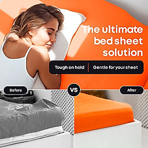 5 STARS UNITED Bed Sheet Straps Set | Easy to Use Adjustable Elastic Fasteners with Metal Clips | Sheet Holders for Corners | Fitted Sheet Clips to Hold Sheets in Place | (4 Pcs White)