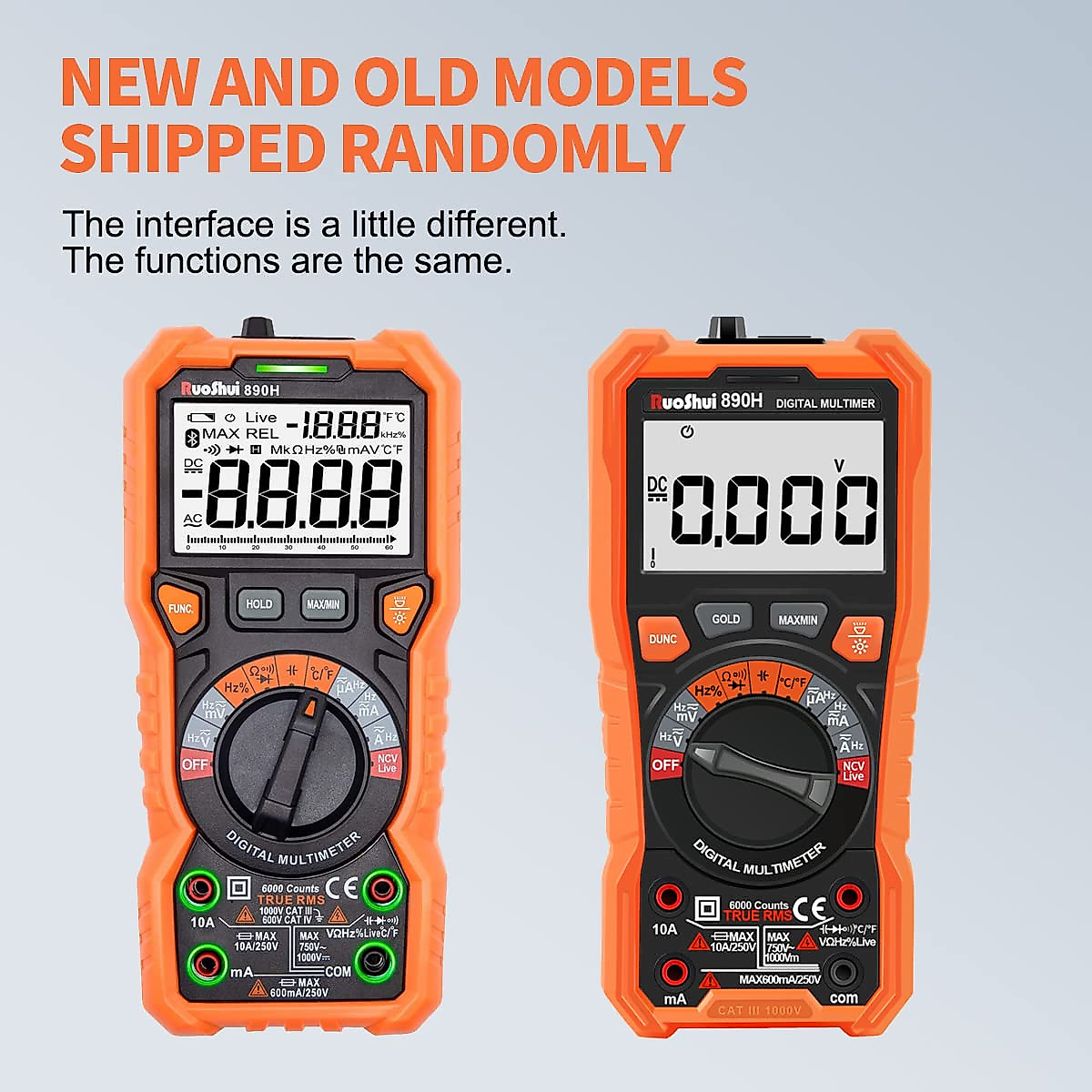 Digital Multimeter,RuoShui 10A 1000V True RMS 6000 Counts Amp Volt Ohm Meter, Auto-Ranging Electrical Tester with NCV Function, AC/DC Voltage Current Detector with LCD Display Screen and LED Jacks