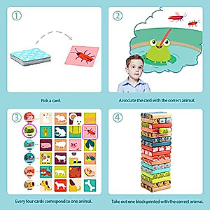 TOP BRIGHT Colored Stacking Board Game for Kids Ages 4-8, 51 Piece Wooden Blocks Toy for Children（New Version ）