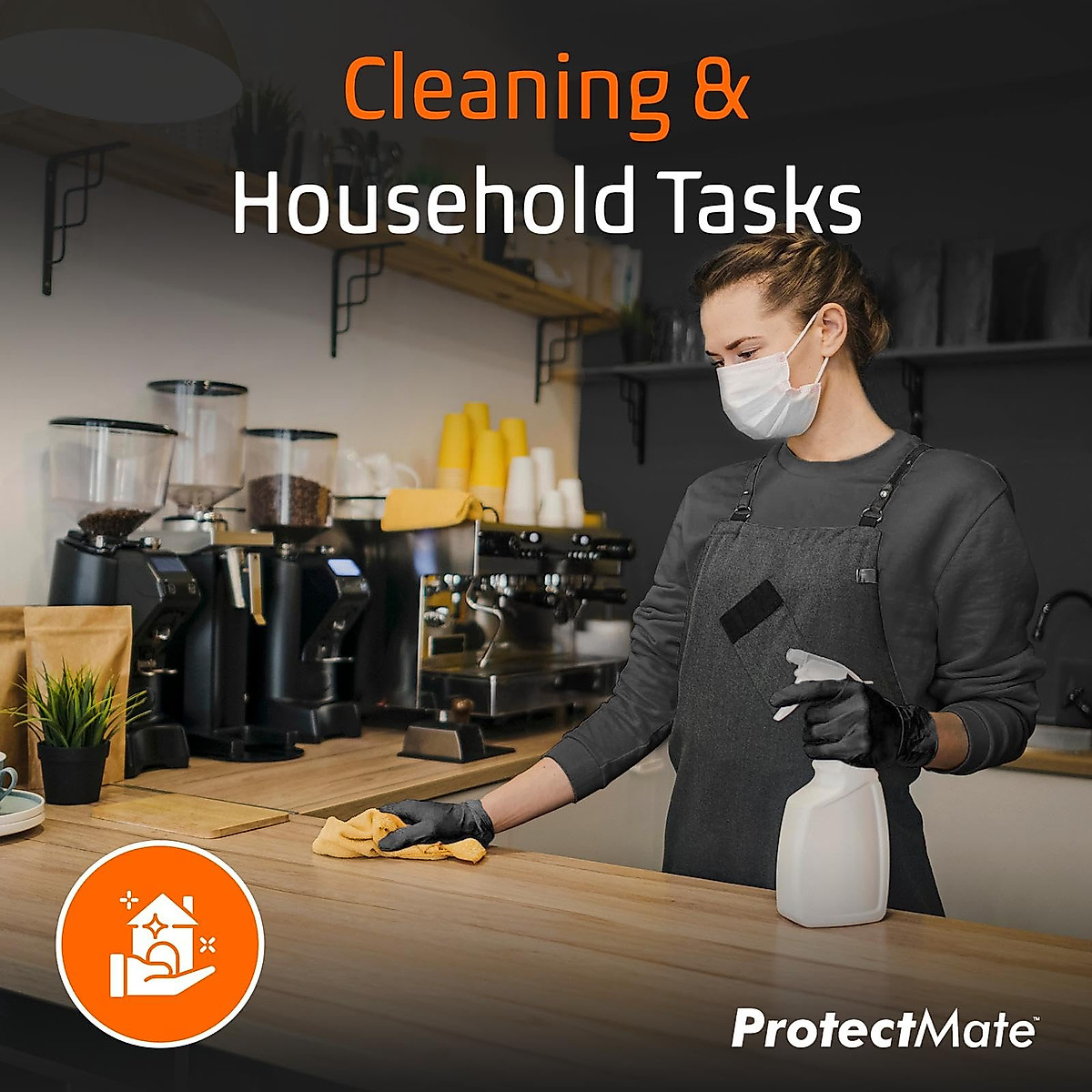 Protectmate 5 Mil Black Nitrile Gloves for Food Prep - Textured Food Prep Gloves - Food Handling Gloves Disposable Latex Free Gloves for Cooking, Catering, Food Service - Medium (Box of 100)