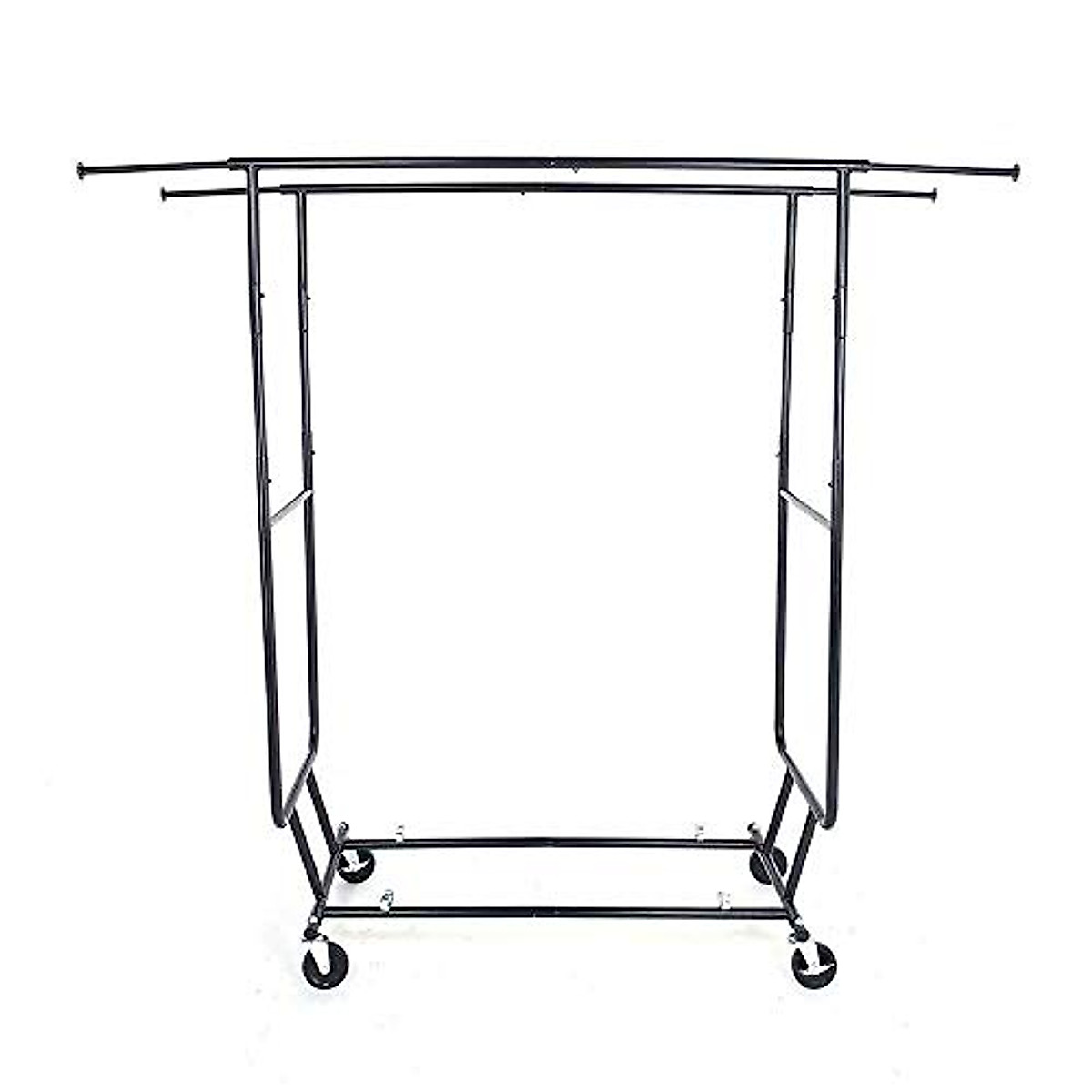 Rackaphile Collapsible Adjustable Double Rail Rolling Clothing Garment Drying Rack, Chrome Finish