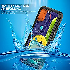 Samsung Galaxy A02S Waterproof Case with Built-in Screen Protector Dustproof Shockproof Drop Proof Heavy Duty Phone Case, Rugged Full Body Underwater Protective Cover for Samsung Galaxy A02S - Black