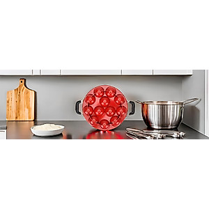 KASHVIYA Heavy 12 Cavities Non Stick Appam Patra With Stainless Lid,Red (Paniyarrakal/Paniyaram/Appam Pan/Maker/Pan Cake Maker), Aluminium (Large Black)(Gas Compatible)