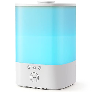 Cool Mist Humidifiers 3.5L Top Fill Humidifiers for Bedroom with Essential Oil Diffuser, 7-Color Lights, Timer, Waterless Auto Shut-off, White