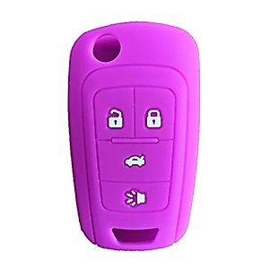 KAWIHEN Silicone Key Fob Cover Compatible with Chevrolet Chevy Cruze Equinox Impala Malibu Sonic Spark Volt Camaro 4 Buttons Key Fob Case Cover OHT01060512 KR55WK50073